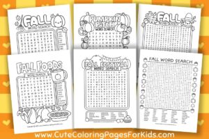 Free Fall Word Search Printables for Kids - Cute Coloring Pages For Kids