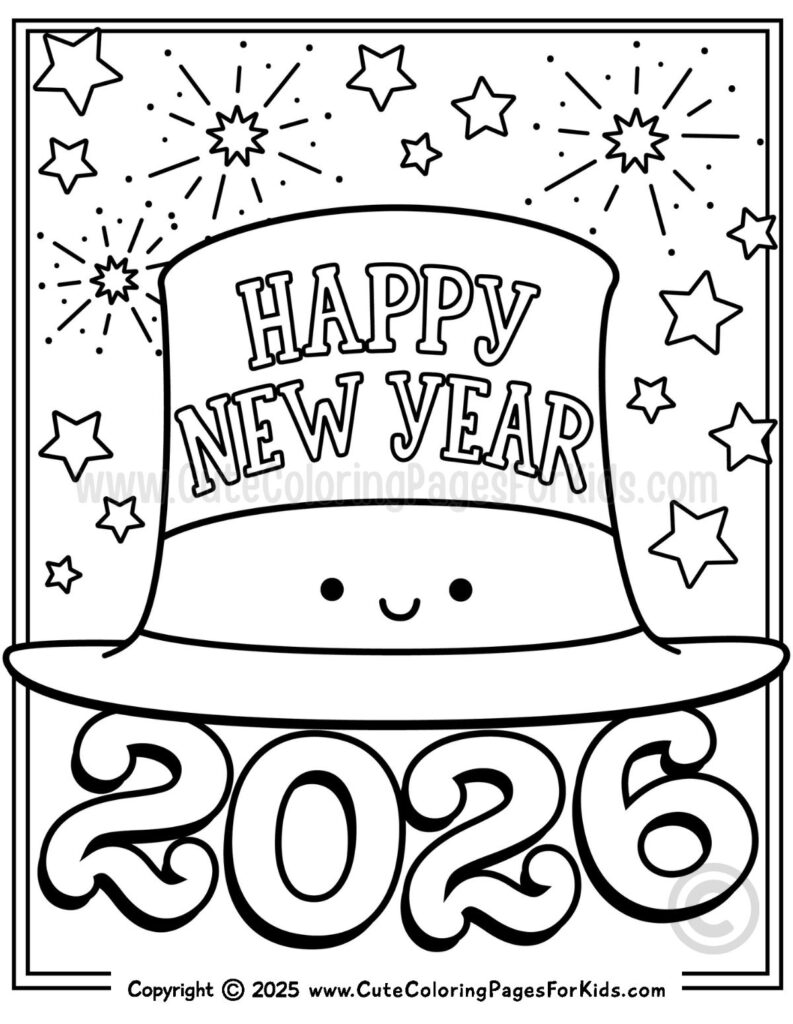 New Year's Coloring Pages: Free Printables for 2026 - Cute Coloring ...