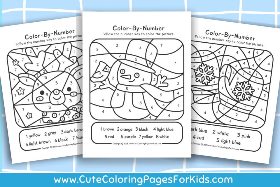 Winter Color-By-Number (Free Printables) - Cute Coloring Pages For Kids