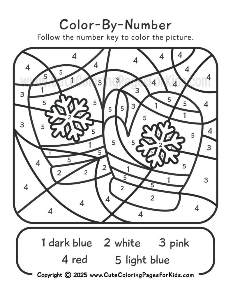 Winter Color-By-Number - Cute Coloring Pages For Kids