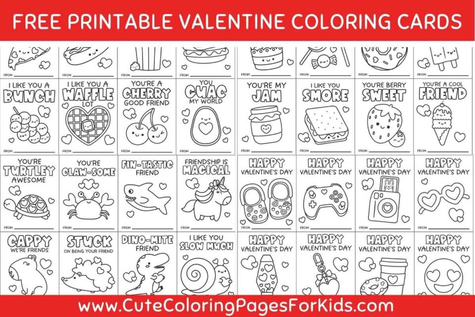 Valentine Coloring Cards (Free Printable PDFs) - Cute Coloring Pages ...