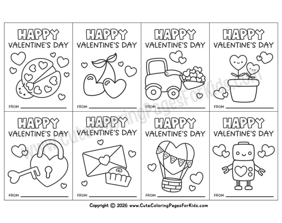 Valentine Coloring Cards (Free Printable PDFs) - Cute Coloring Pages ...