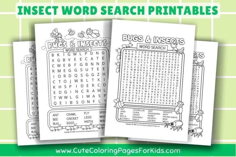 Insects Word Search Puzzles: Free Printable PDFs - Cute Coloring Pages ...