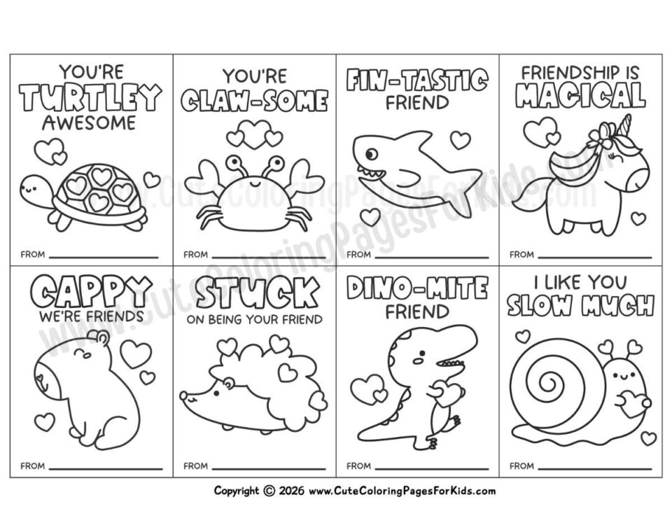 Valentine Coloring Cards (Free Printable PDFs) - Cute Coloring Pages ...