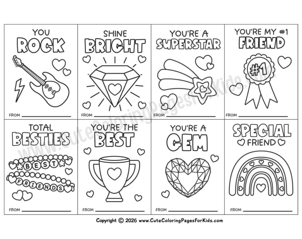 Valentine Coloring Cards (Free Printable PDFs) - Cute Coloring Pages ...