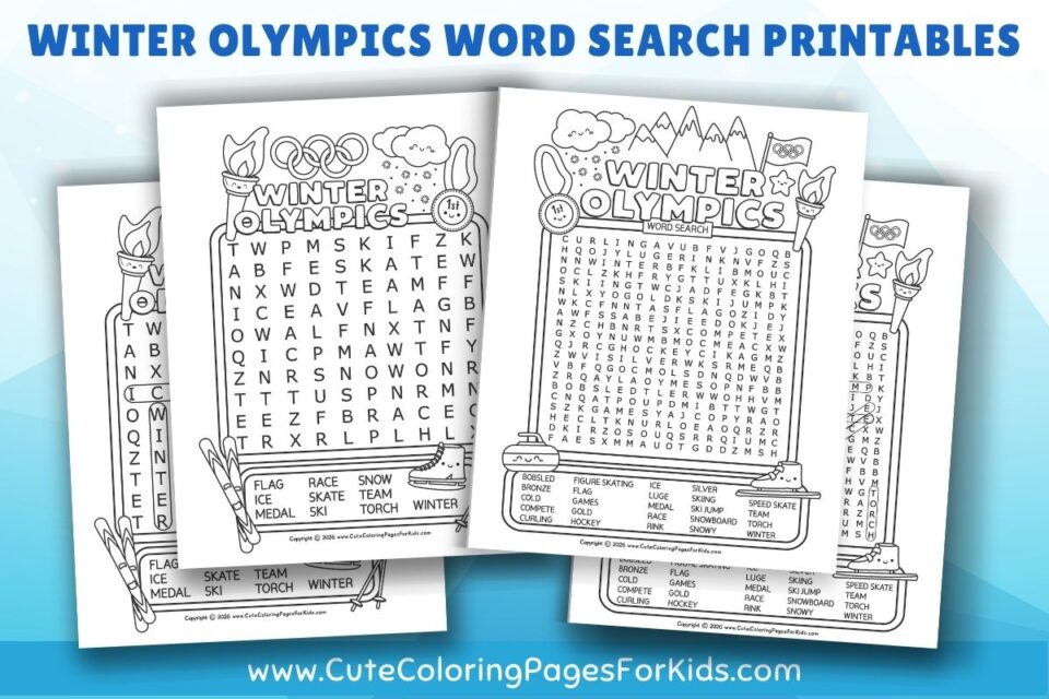 Winter Olympics Word Search (Free Printable) - Coloring Feel